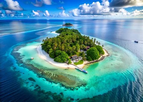 Premium Photo An Aerial View Of A Tiny Island Surrounded By The Vast