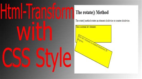 How To Create A Transforms Rotatemethod Only Html And Css2021
