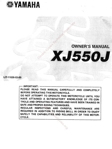 Yamaha Xj550 Maxim Xj 550 Owners Maintenance Instruction Manual Pdf
