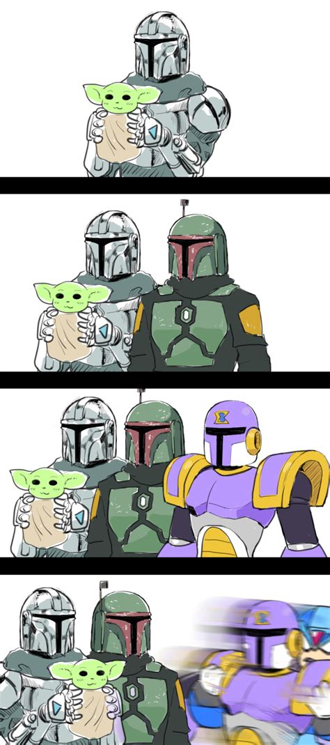 X Vile Grogu Din Djarin And Boba Fett Mega Man And 3 More Drawn