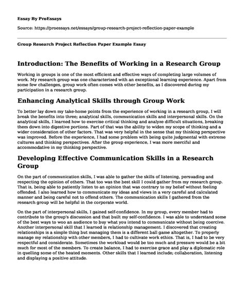 📗 Group Research Project Reflection Paper Example Free Essay Term Paper Example