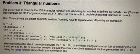 Solved Problem 3 Triangular Numbers Use A For Loop To