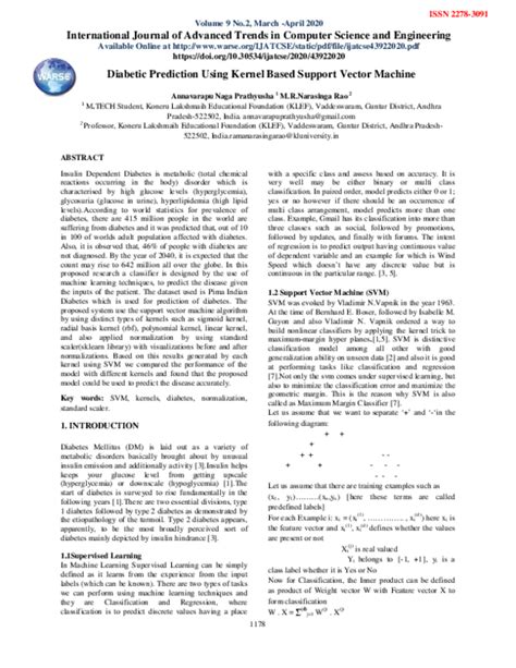 Pdf Diabetic Prediction Using Kernel Based Support Vector Machine