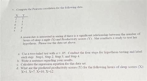 Solved 5 Compute The Pearson Correlation For The Following