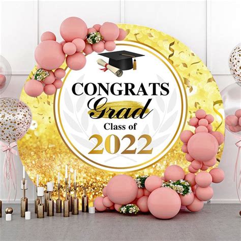 Circle Gold Glitter Bokeh Class Of 2024 Grad Backdrop Lofaris Graduation Backdrop