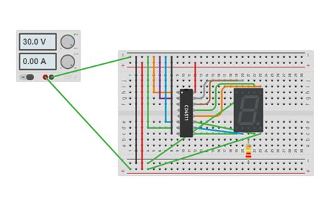 circuit design display 7 segmentos tinkercad