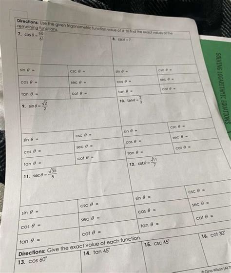 Solved Name Date Unit 5 Trigonometric Functions Per