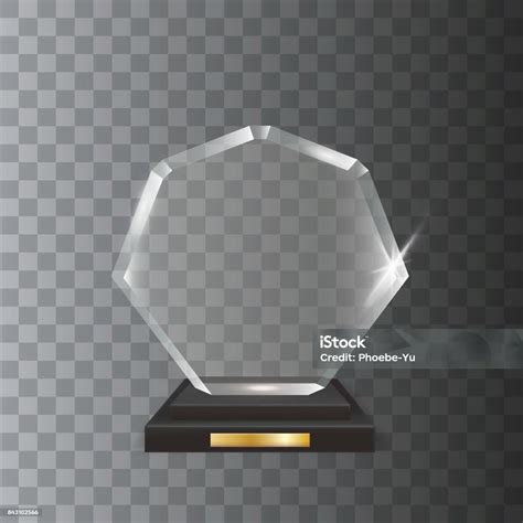 투명 한 현실적인 빈 벡터 아크릴 유리 트로피 수상 3차원 형태에 대한 스톡 벡터 아트 및 기타 이미지 3차원 형태