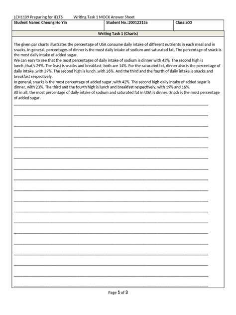 Writing Task 1 Answer Sheet Pdf