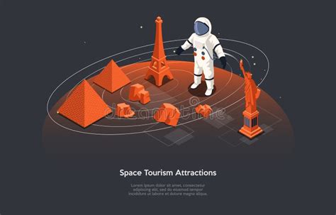 Isometric Vector Illustration In Cartoon 3d Style Composition On Dark