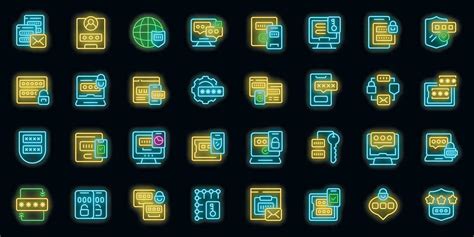Multi Factor Authentication Icons Set Vector Neon 30726885 Vector Art At Vecteezy