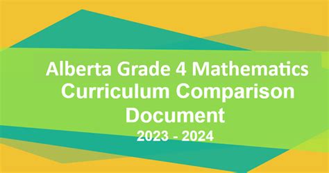 Alberta Grade 4 Mathematics Curriculum Comparison Documents Alberta Regional Professional