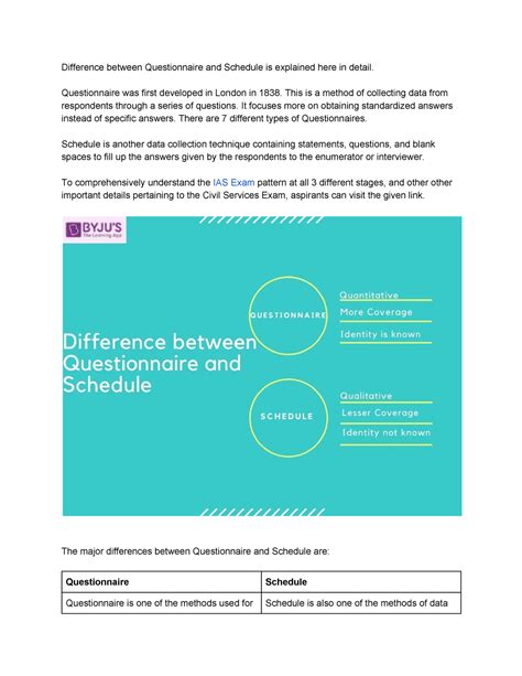 Difference Between Questionnaire And Schedule Questionnaire Was First