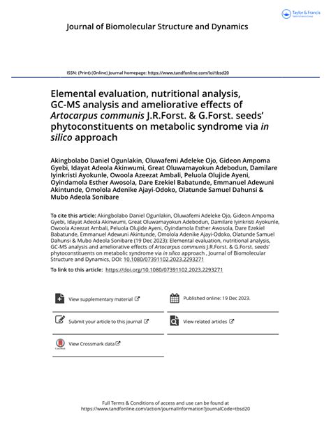 Pdf Journal Of Biomolecular Structure And Dynamics