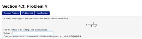 Solved Points A Rectangle Has One Side On The X Axis And Chegg