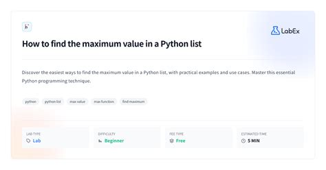 how to find the maximum value in a python list labex