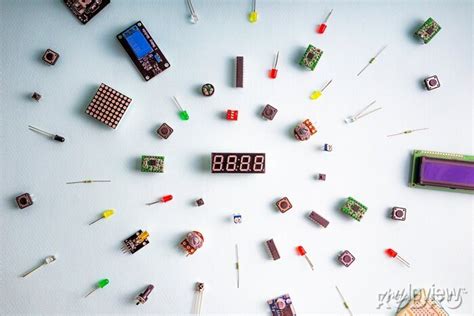 Micro Electronics Arduino Diy Components On A Light Background Wall