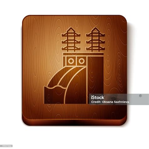 갈색 원자력 발전소 아이콘흰색 배경에 격리 에너지 산업 개념 나무 사각형 버튼입니다 벡터 일러스트레이션 0명에 대한 스톡 벡터 아트 및 기타 이미지 Istock