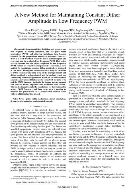 Pdf A New Method For Maintaining Constant Dither Amplitude In Low Frequency Pwm