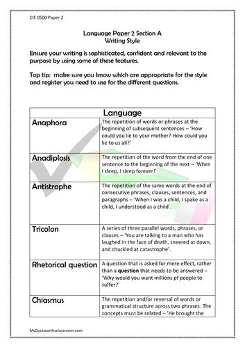 Cie 0500 Language Paper 2 Directed Writing Teaching Resources
