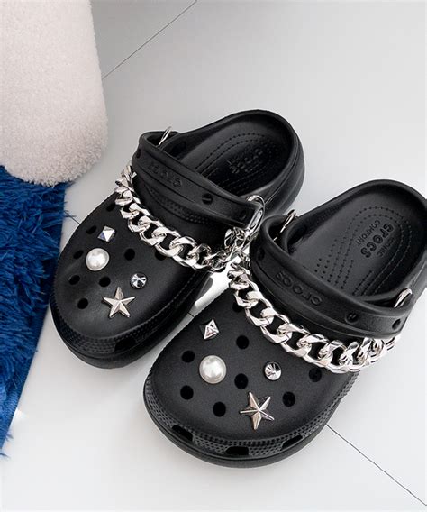 5pcs 메탈 실버 진주 스터드 별 징 체인 클로그 파츠 세트 신발 꾸미기 악세사리 참 에이블리