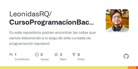 Github Leonidasrq Cursoprogramacionbackend En Este Repositorio Podran Encontrar Las Notas Que