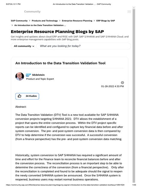 An Introduction To The Data Transition Validation Sap Community