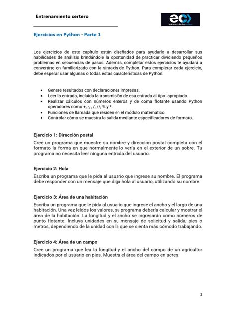 Ejercicios En Python Pdf Python Lenguaje De Programación