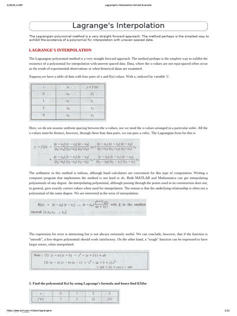 Lagranges Interpolation Solved Example Problems Pdf Interpolation Mathematics Of Computing