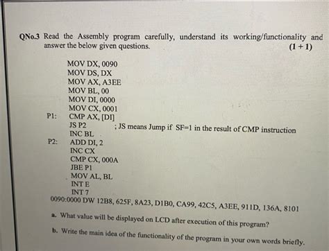 Solved Qno3 Read The Assembly Program Carefully Understand