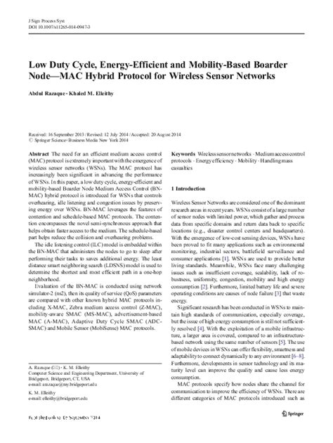 Pdf Low Duty Cycle Energy Efficient And Mobility Based Boarder Node—mac Hybrid Protocol For
