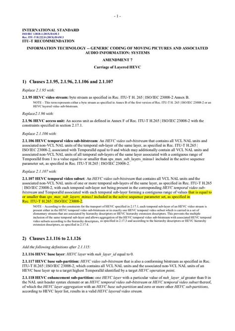 ISO IEC 13818 1 2015 DAmd 3 Carriage Of Layered HEVC