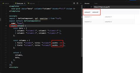 vxe grid v4 x使用动态控件 后，如果setup 函数前加async会引起表头宽度错乱，反之正常 · issue 1474