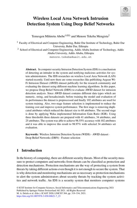 Pdf Wireless Local Area Network Intrusion Detection System Using Deep