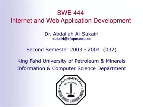 Ppt Swe 444 Internet And Web Application Development Powerpoint Presentation Id4997799