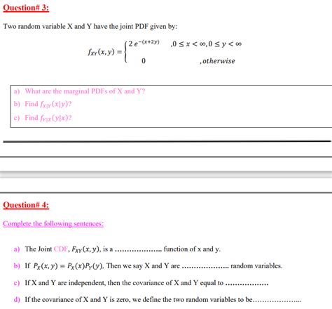 Solved Question1 Two Random Variable X And Y Have The