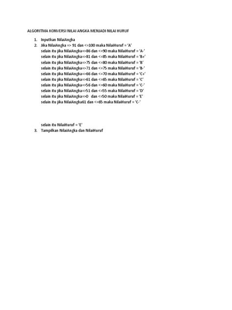 Algoritma Konversi Nilai Angka Menjadi Nilai Huruf Pdf