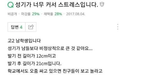 소중이가 21cm라서 스트레스라는 남고딩‥