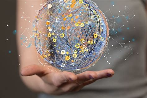 팀워크를 설명하는 사람이 있는 일부 기술 네트워크 기호가 있는 3d 렌더링 공 3차원 형태에 대한 스톡 사진 및 기타 이미지 3차원 형태 개념 개념과 주제 Istock