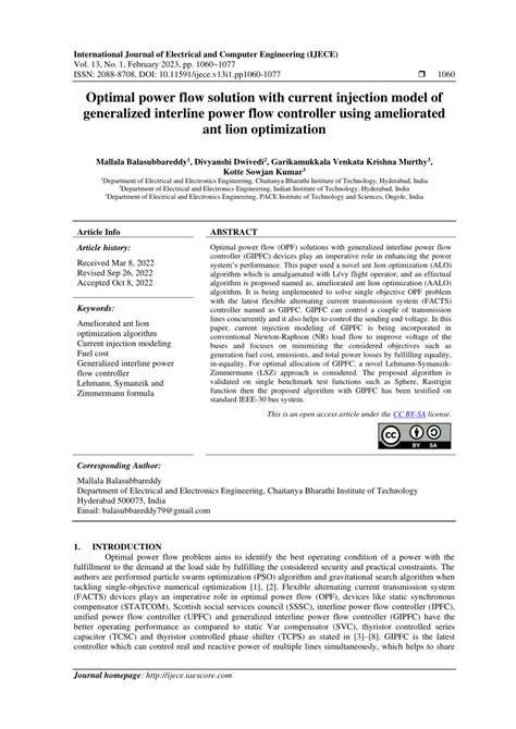 Pdf Optimal Power Flow Solution With Current Injection Model Of Generalized Interline Power