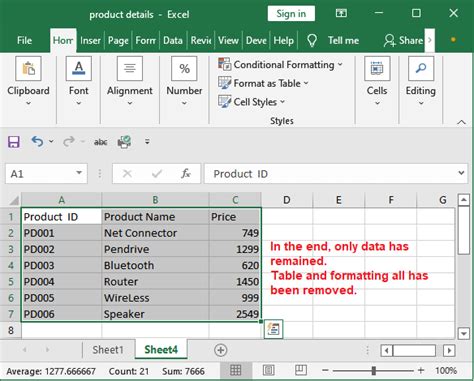 How To Remove Table In Excel Javatpoint