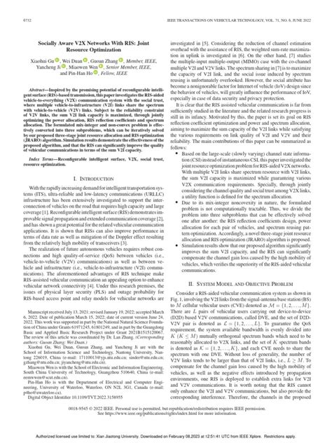 Socially Aware V2x Networks With Ris Joint Resource Optimization Pdf Mathematical