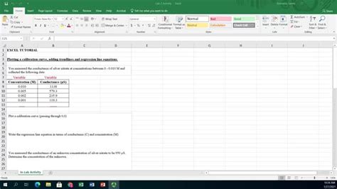 Excel Tutorial Plotting Calibration Curves And Simple Calculations
