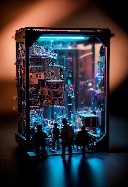 Premium Ai Image There Is A Small Display Case With Miniature Model Of City Generative Ai