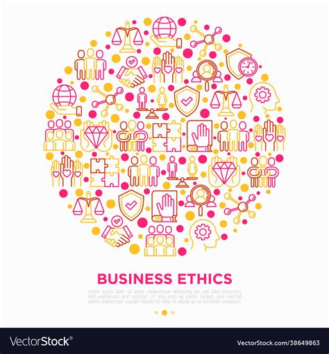 Business Ethics Concept In Circle With Thin Line Vector Image