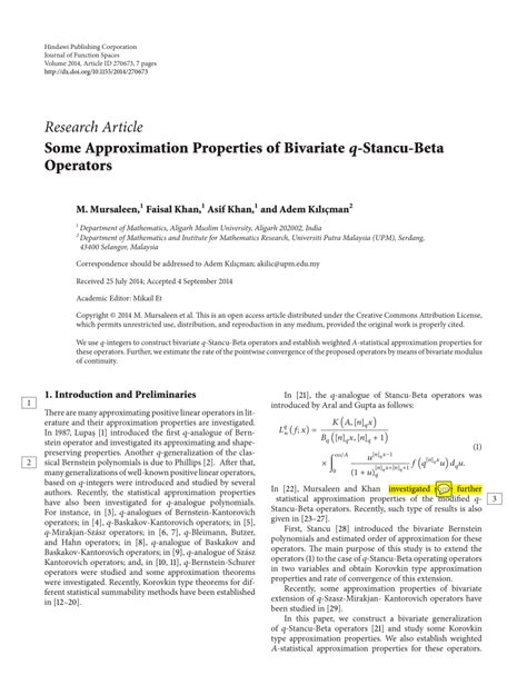 Pdf Some Approximation Properties Of Bivariate Q Stancu Beta Operators