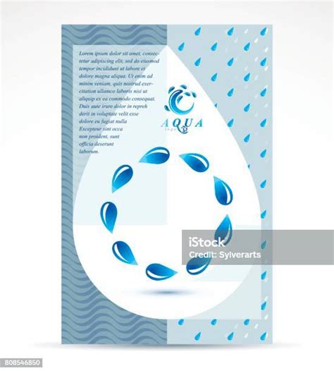 물 치료 회사 프레 젠 테이 션 플라이어입니다 그래픽 벡터 일러스트입니다 벡터 푸른 맑은 물 드랍 스입니다 0명에 대한 스톡