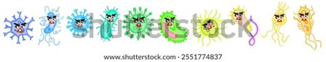 Different Types Virus Bacteria Set Collection Stock Vector Royalty