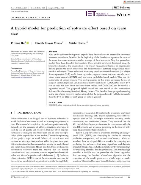 A Hybrid Model For Prediction Of Software Effort Based On Team Size