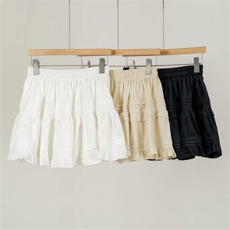 3컬러속바지내장 스웨이드 프릴 밴딩 캉캉 미니스커트 반셀